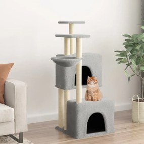 Škrabadlo pro kočky se sisalovými sloupky světle šedé 122 cm 172053