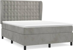 Box spring postel s matrací světle šedá 140x200 cm samet 3129453
