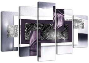 Obraz na plátně pětidílný Abstraktní fialová šedá - 200x100 cm