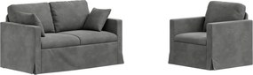 Set pohovek 2 ks Tmavě šedá samet 3407508