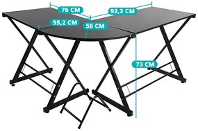 Psací stůl ve tvaru L - černá