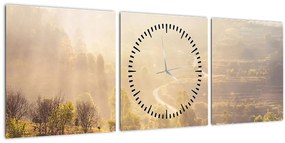 Obraz - Svítání (s hodinami) (90x30 cm)