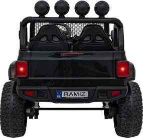 Ramiz Terénní auto OFF-ROAD 3.0 pro děti černé + dálkové ovládání + pomalý start + pásy + LED a zvuky
