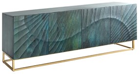 Massive home | Příborník SCORPION 180cm 3D mangovníkové dřevo tyrkysově zlaté