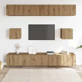 Sada 6 kusů nástěnné TV skříňka dub artisan kompozitní dřevo 3328992