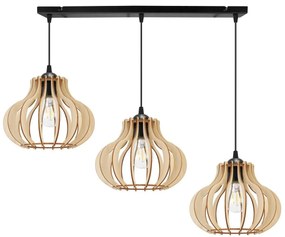 Závěsné svítidlo Timber 3, 3x dřevěné stínítko