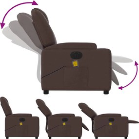 Elektrické masážní polohovací křeslo tmavě hnědé textil 3204361