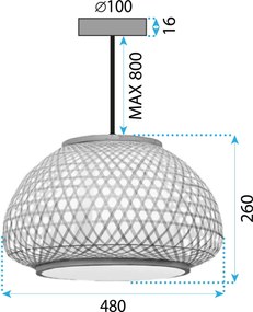 Toolight Natural, závěsné stropní svítidlo 1xE27 APP1649-1CP, přírodní hnědá, OSW-05116