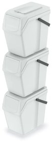 MAXIVA Sada 3 odpadkových košů - SORTIBOX II, 3x25 l Barva: bílá