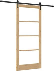 Posuvné dveře 93 x 211 cm Masivní borové dřevo a sklo 3332401