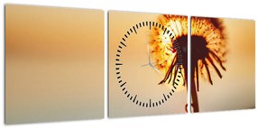 Obraz Pampelišky v západu slunce (s hodinami) (90x30 cm)