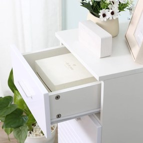 Kleankin Koupelnová skříňka s policí a zásuvkou, stojící kabinet pro obývací pokoj, ložnici a koupelnu 35x30x77,5 cm Bílá