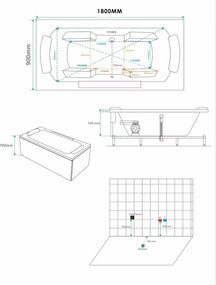 BPS-koupelny Hydromasážní vana HYD-MA941 180x90 BÍLÁ s ohřevem vody