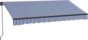 Outsunny sluneční markýza, markýza na terasu, včetně ruční kličky, odolná proti povětrnostním vlivům, 247 cm x 295 cm, modrá + bílá