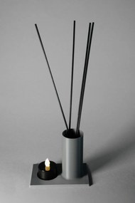DOMEČEK CASETTA - Aroma difuzér a LED svíčka , šedá-matná