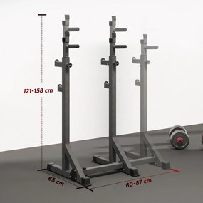 SPORTNOW Multifunkční opora pro činky s nastavitelné šířkou a výškou - Svalový stojan se ocelovou konstrukcí, nosnost 150 kg pro domácí trénink