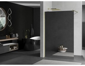 Mexen Kioto, sprchová zástěna Walk-In 120 x 200 cm, 8mm sklo vzor zrcadlo, zlatý matný profil, 800-120-101-55-50