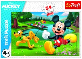 Trefl Minipuzzle 54 dílků Mickey Mouse Disney/ Den s přáteli 4 druhy v krabičce 9x6,5x4cm 40ks v boxu