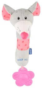 Dětská pískací plyšová hračka s kousátkem Baby Mix myška šedá Šedá