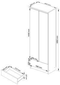 Skříň Rexa 60 cm bílá/šedá lesklá