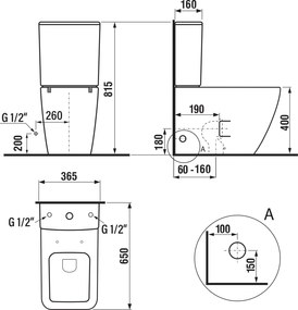 Sapho Sapho, PORTO WC kombi mísa s nádržkou Rimless , spodní/zadní odpad
