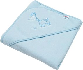 Dětská froté osuška s výšivkou a kapucí New Baby 80x80 modrá žirafka
