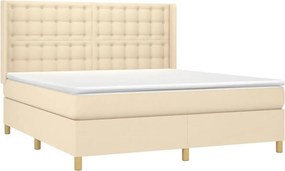 Box spring postel s matrací a LED krémová 160x200 cm textil 3139210