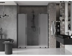 Mexen Velar L Duo, posuvné sprchové dveře do otvoru 180 cm, 8mm sklo námraza, černá matná, 871-180-003-32-70