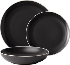 Sada talířů 18 ks — Elements Yin &amp; Yang black - W0224