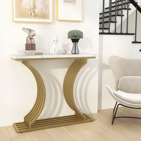 Costway Moderní konzolový stůl s bílou deskou z umělého mramoru a vstupním