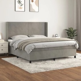 Box spring postel s matrací světle šedá 180x200 cm samet 3132573