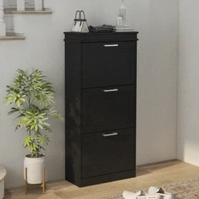 HOMCOM botník, botník se 3 sklápěcími dveřmi, 15 párů, nastavitelné police, 54 x 24 x 117,5 cm, černý