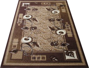 DY Hnědý koberec s květinovým vzorem Alfa 11 Rozměr: 40x60 cm