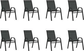 9dílný zahradní jídelní set černý 3095974