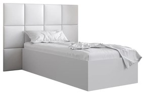 Jednolůžková postel s čalouněným čelem 90 cm Brittany 4 (bílá matná + bílá) (s roštem). 1046029
