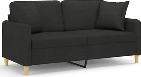 2místná pohovka s polštáři černá 140 cm textil 3200913