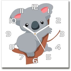 Wallmuralia Skleněné hodiny čtverec Koala na stromě 30x30 cm