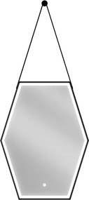 Mexen Orla osvětlené koupelnové zrcadlo 60 x 80 cm, LED 6000K, proti mlze, černý rám - 9815-060-080-611-70