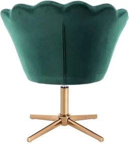 LuxuryForm DESIGN Otočné křeslo FREY VELUR na zlatém kříži - zelené
