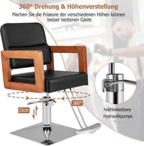 Costway Hydraulic Barber Chair Salon Křeslo pro kadeřníka s otáčením o 360