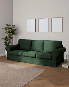 Potah na pohovku IKEA Ektorp 3-místná, nerozkládací barva zelená látka pletený vzor