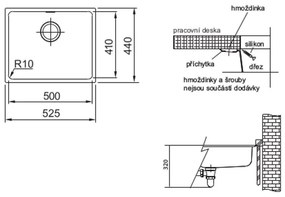 Franke Sirius SID 110-50 Tectonite dřez bez odkapu, 52,5x44cm, bílá led, 125.0363.788