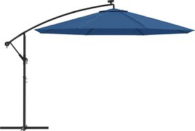 Boční zahradní slunečník s LED osvětlením azurově modrý 350 cm 313785