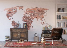 Fototapeta na míru Cihlová Mapa Světa | Vliesová fototapeta na zed' | DFTNXXL1240