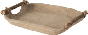 Dekorační papírový podnos s dřevěnými uchy Mache - 32*25*5 cm