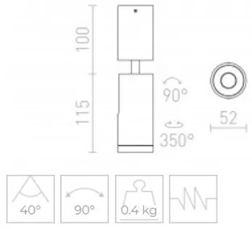 Rendl - Design Stropní tubusový LED reflektor BOGARD 3000K Barva: Nikl