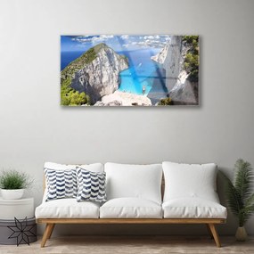 akrylový obraz Záliv Hora Pláž Krajina 100x50 cm