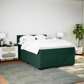 Box spring postel s matrací tmavě zelená 160x200 cm samet 3286351