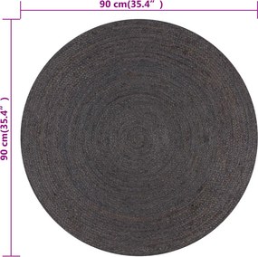 Ručně vyrobený koberec z juty kulatý 90 cm tmavě šedý 133665