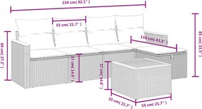 vidaXL 6dílná zahradní sedací souprava s poduškami polyratan [3265290] Barva: Černá